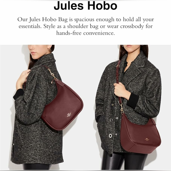 Coach | Bags | Coach Jules Hobo Burgundy Purse Handbag Shoulder Bag ...